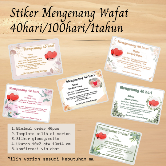Jual P2 Kartu/Stiker Tahlil / Wafat / Menggenang 40/100 /1000 Hari ...