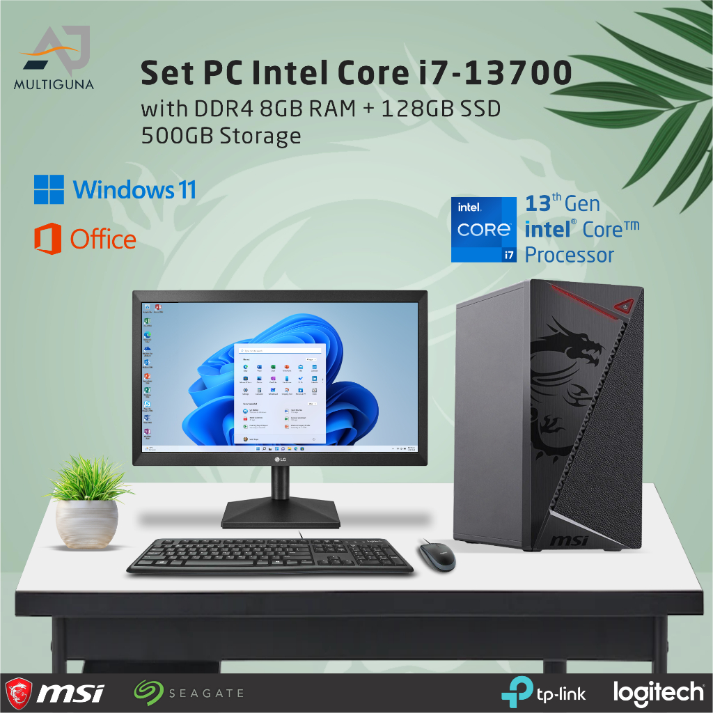 Jual Set PC Komputer Intel Core i7-13700 Gen-13 RAM 8GB SSD Rakitan ...