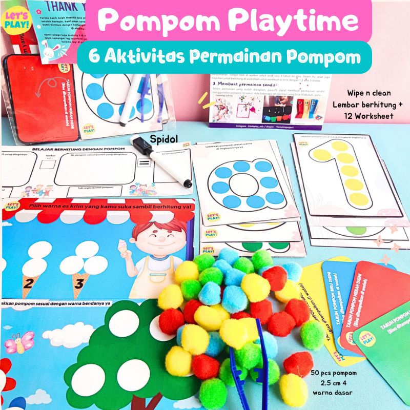 Jual Lets Play Pompom Playtime bermain pompom mencapit dengan tweezer ...