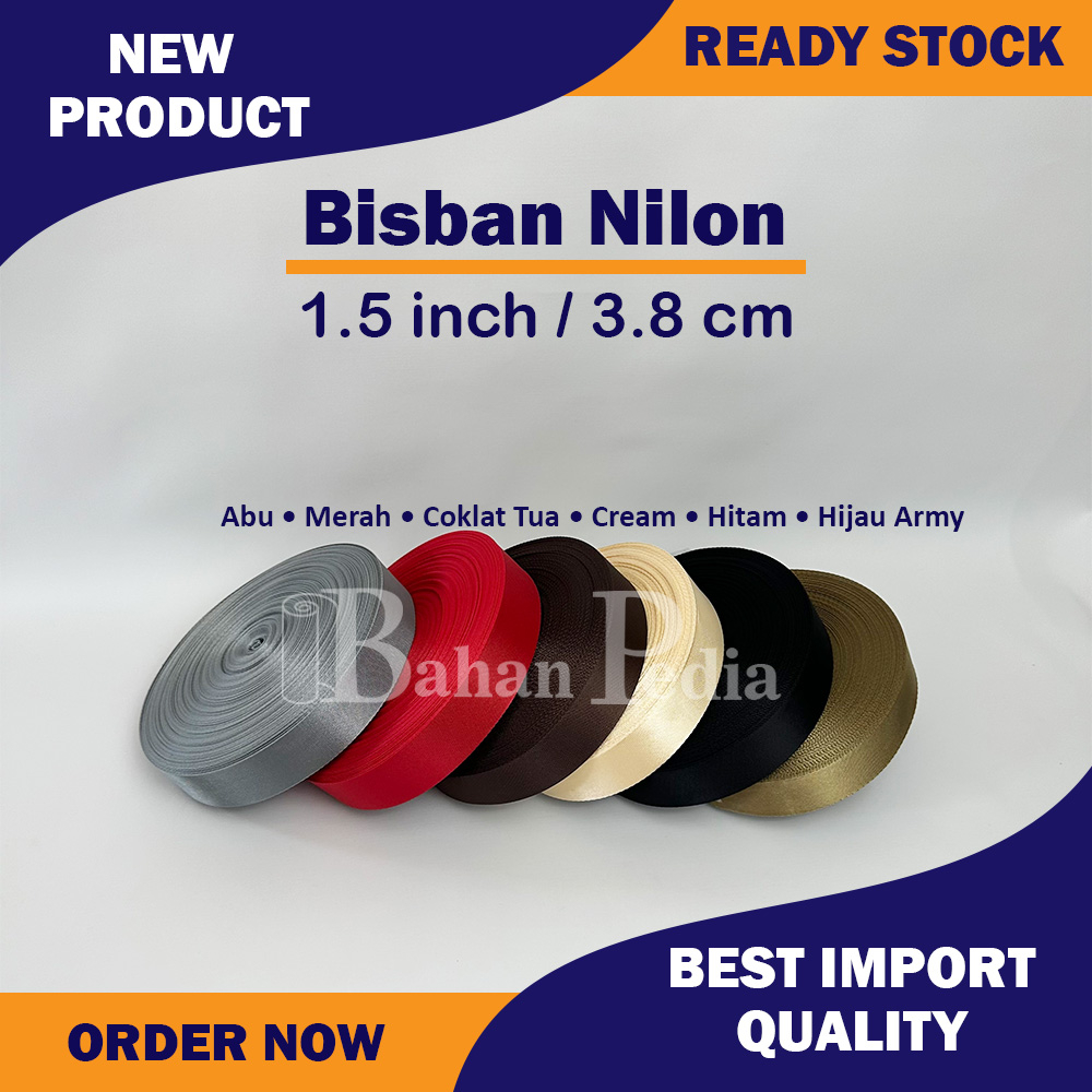 Jual [Roll 45meter] Tali Webbing Bisban Nilon Nylon Licin Halus 3.8cm ...