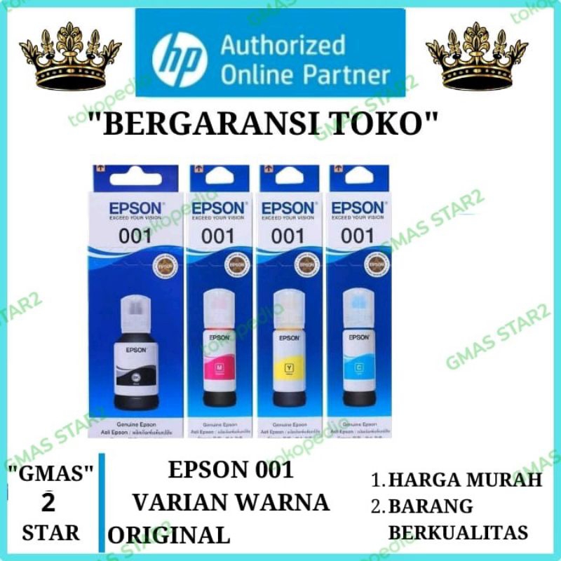 Jual Tinta epson 001 original varian (bk,m,c,y) | Shopee Indonesia