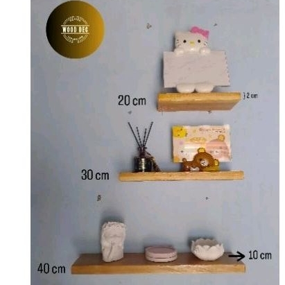 Jual rak dinding tempel kayu jati Belanda,3 susun serbaguna,40cm,30cm,20cm | Shopee Indonesia