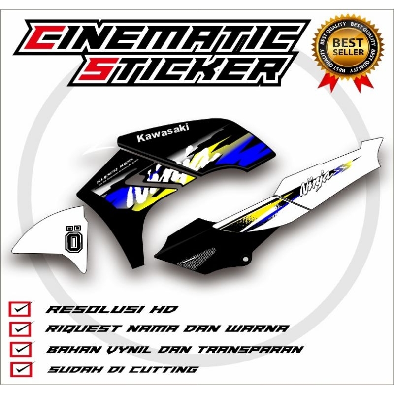 Jual sticker striping ninja ss body putih hitam bahan transparan ...