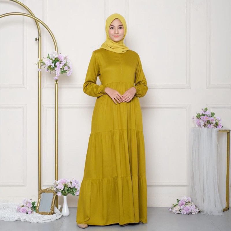 Jual Gamis Putih Polos Rayon premium-Gamis Ruffle Busui Friendy-Homey Dress-Gamis jumbo LD 120 ...