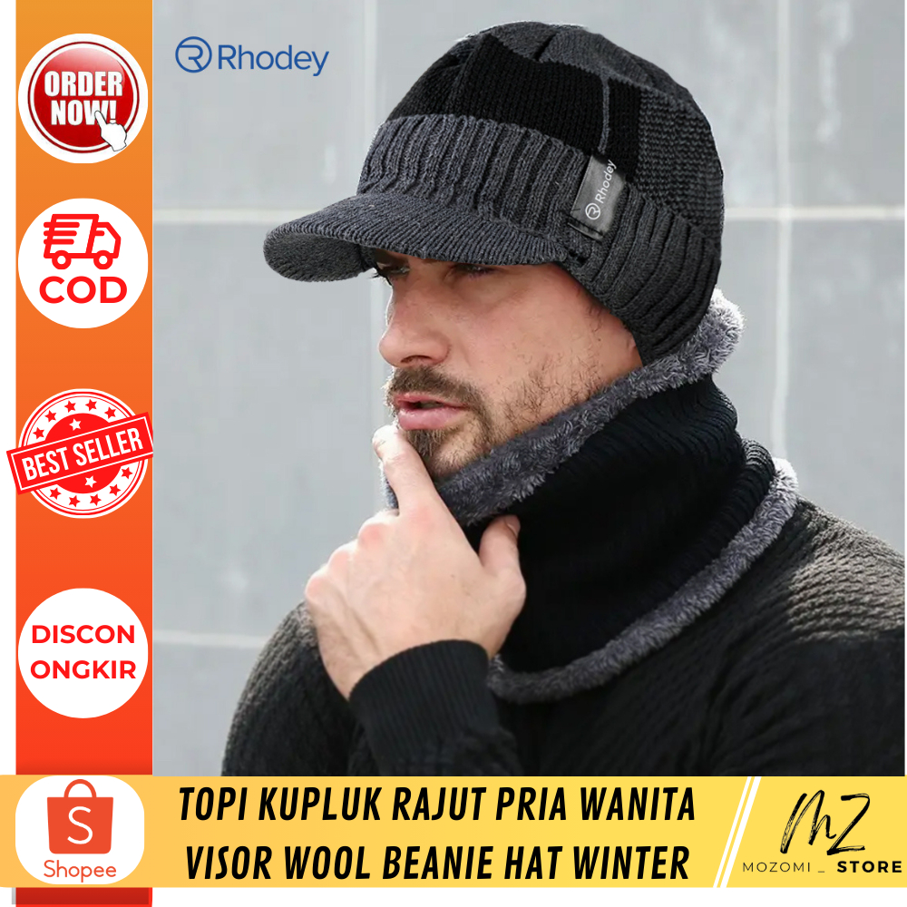 Jual Topi Kupluk Rajut Pria Wanita Visor Wool Beanie Hat Winter ...