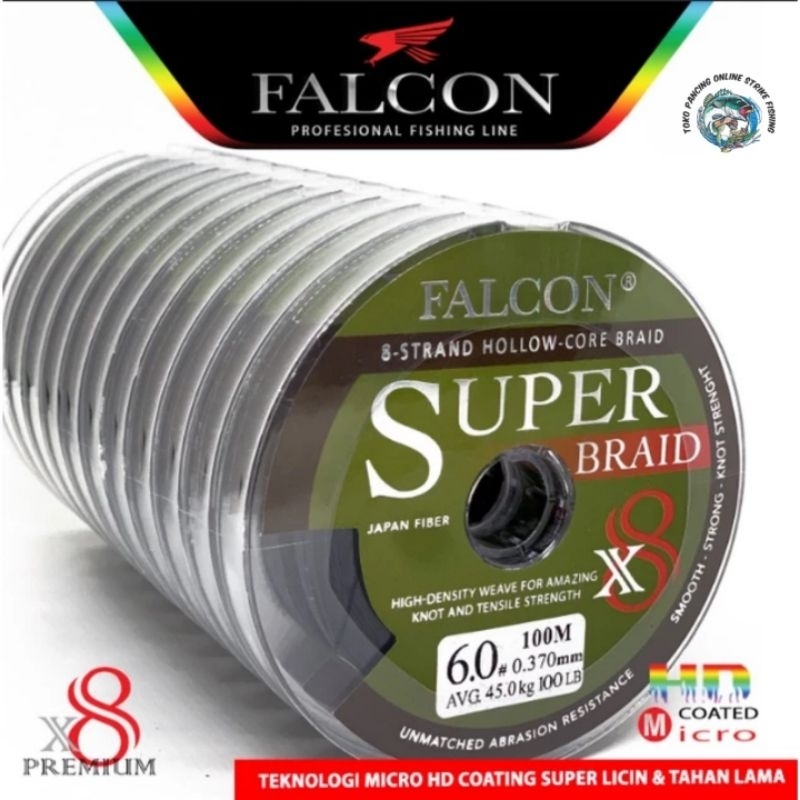 Jual SENAR PE X8 FALCON SUPER BRAID 100 M CONNECTING WARNA HIJAU ...