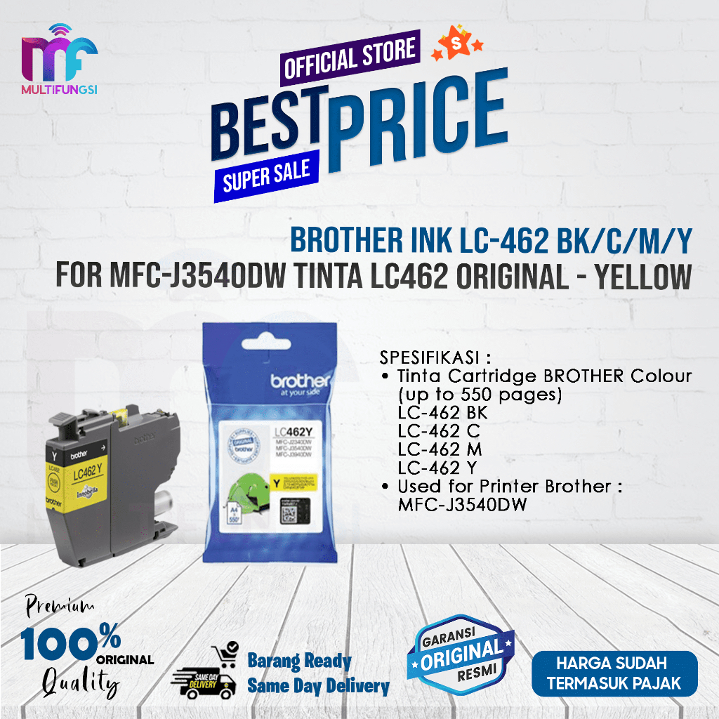 Jual Brother Ink LC-462 BK/C/M/Y for MFC-J3540DW Tinta LC462 Original ...
