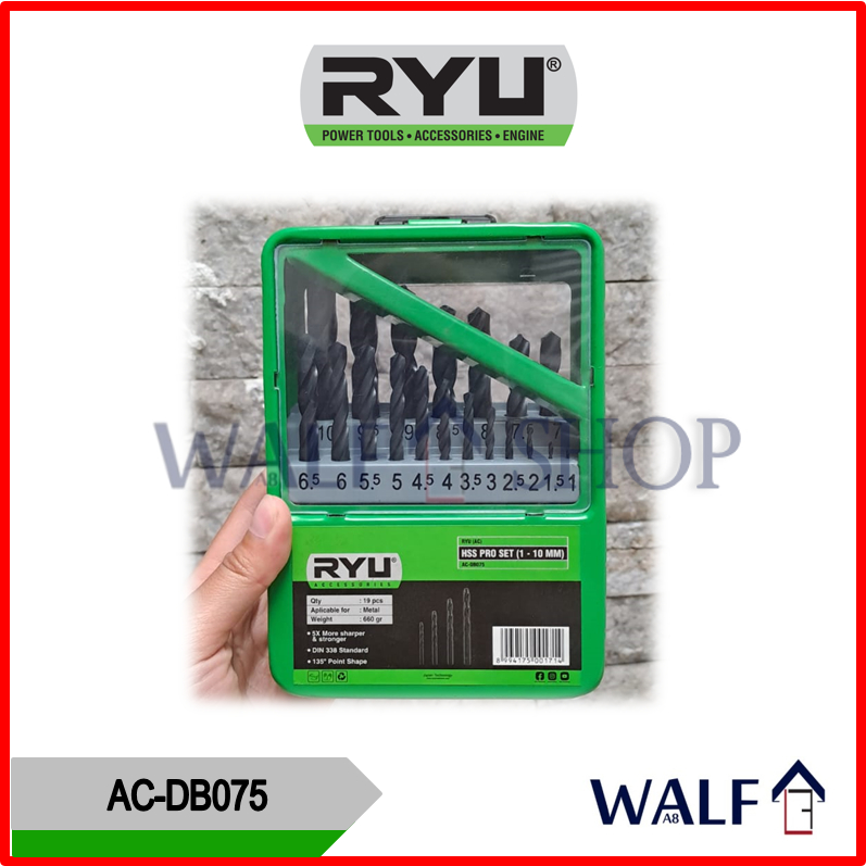 Jual Mata Bor HSS Pro Set Ryu 1 - 10 mm AC-DB075 | Shopee Indonesia