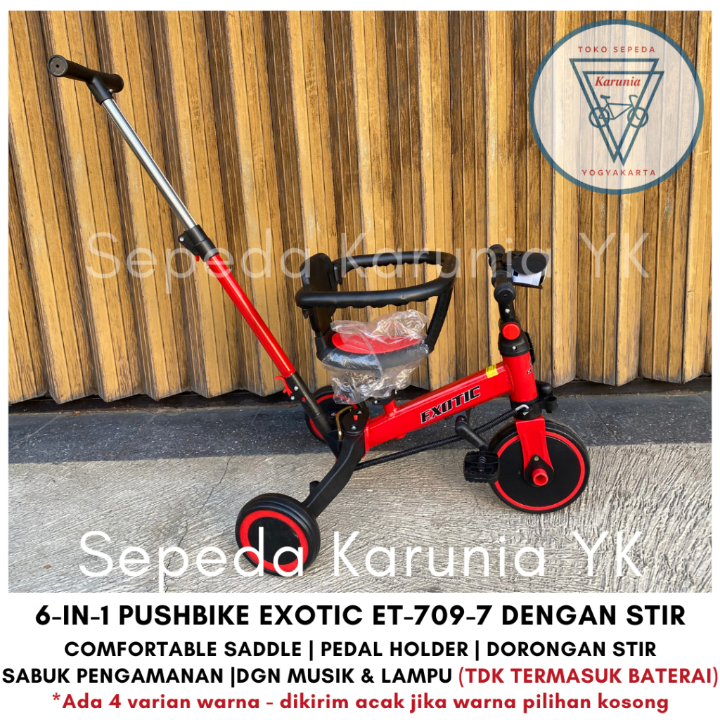 Jual Balance Bike 6 in 1 Exotic ET-709-7 | 6-in-1 Pushbike & Sepeda Roda Tiga 709-7 Sabuk ...