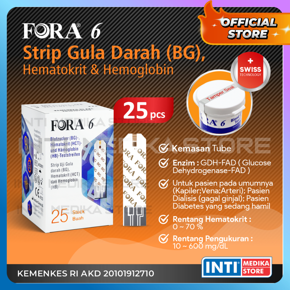 Jual FORA 6 - Strip Tes GULA DARAH + HEMOGLOBIN + HEMATOKRIT Isi 25 pcs ...