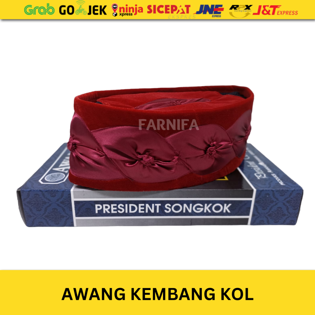 Jual GROSIR 10 PCS Kopiah Songkok Awang Merah Citra Kembang Kol Motif ...