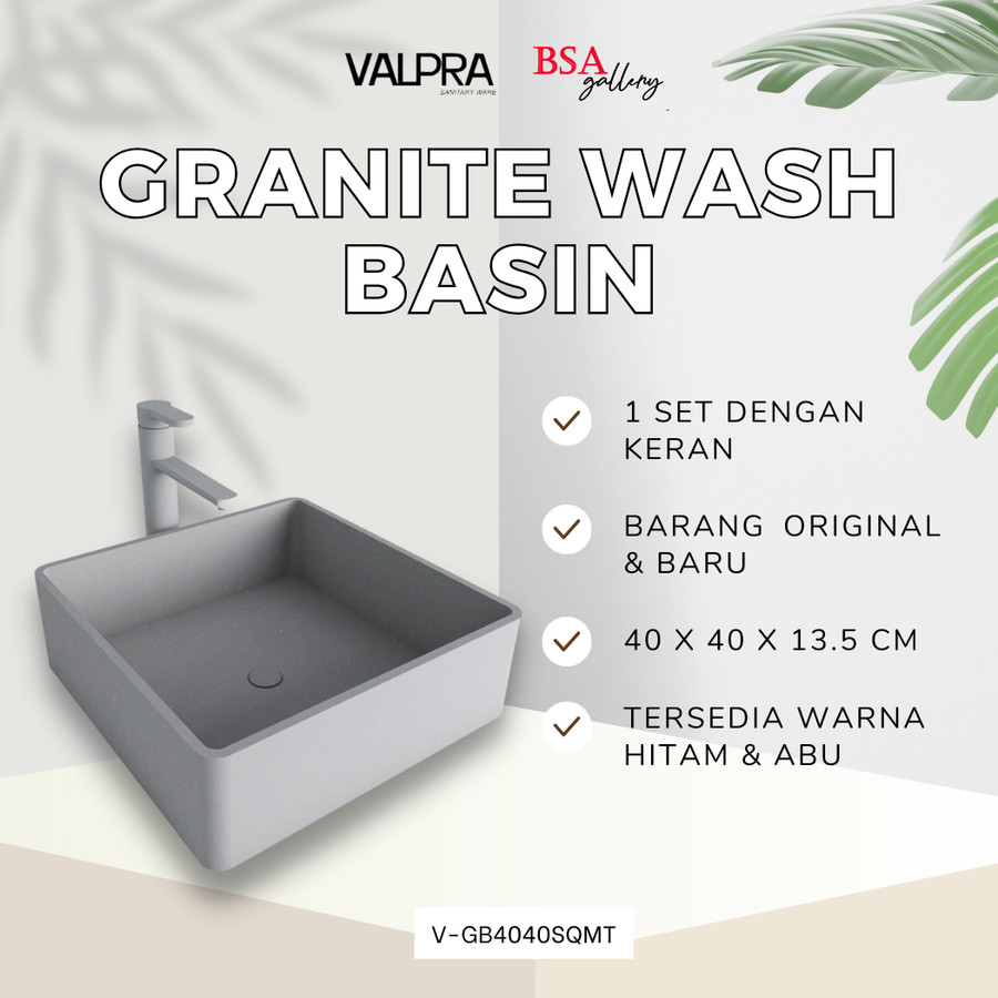 Jual GRANITE WASH BASIN GREY VALPRA / WASTAFEL MEJA KOTAK ABU SET ...