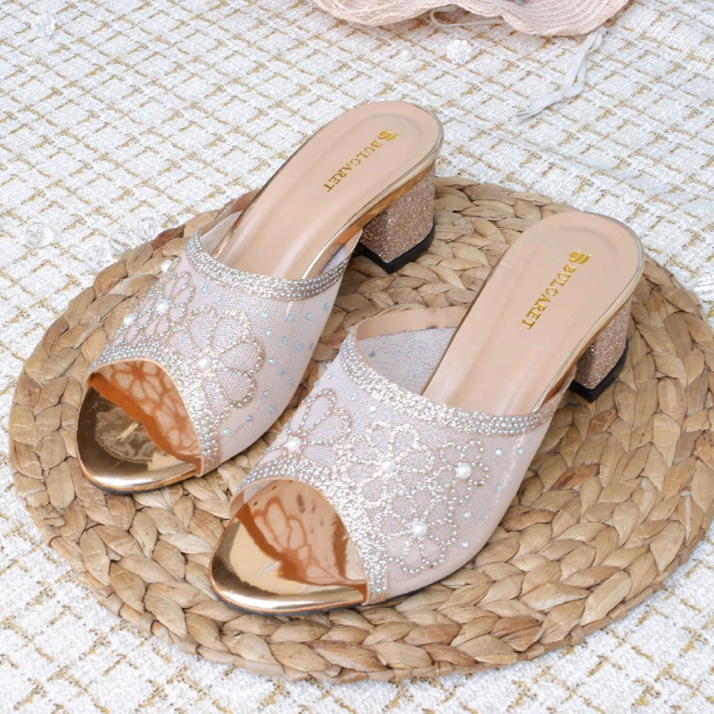 Jual heels pesta cantik motif bunga manis kode ZN14 tinggi 5cm Tinggi ...