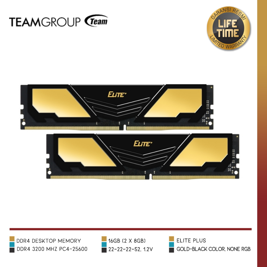 Jual Memory TEAM - TPD416G3200HC22DC01 / Elite Plus 16GB (2x8GB) DDR4 3200 | Shopee Indonesia