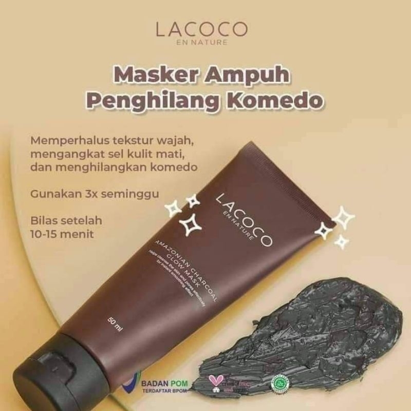 Jual lacoco amazonian charcoal glow mask nasa 100% ori masker ...