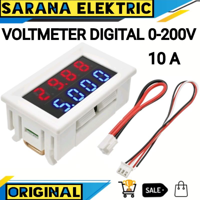 Jual VOLTMETER DIGITAL 4BIT 4 BIT 0-200V 10A AMMETER 0 200V 10 AMPERE ...