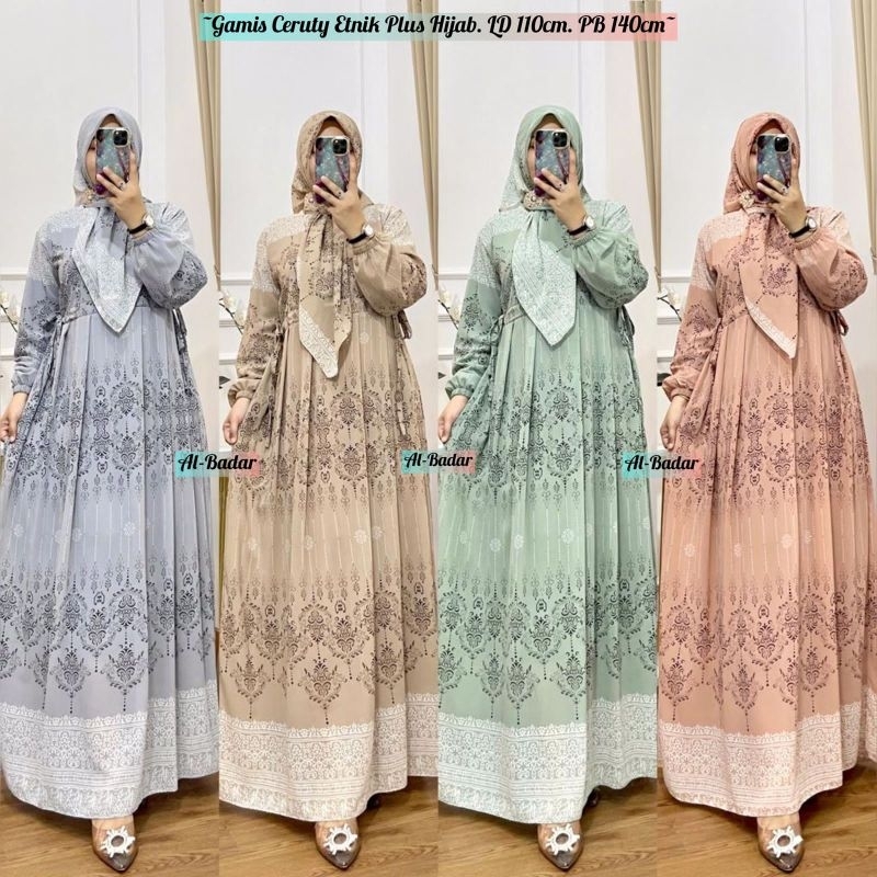 Jual [ BISA COD ] GAMIS CERUTY MOTIF ETNIK FREANDLY BUSUI PLUS HIJAB SEGI EMPAT, GAMIS ETNIK ...