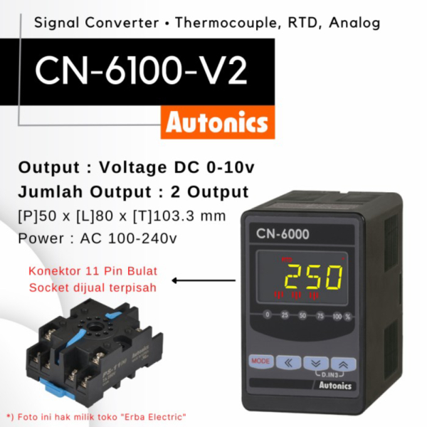 Jual Autonics CN-6100-V2 Isolated Converter Signal Thermocouple RTD ...