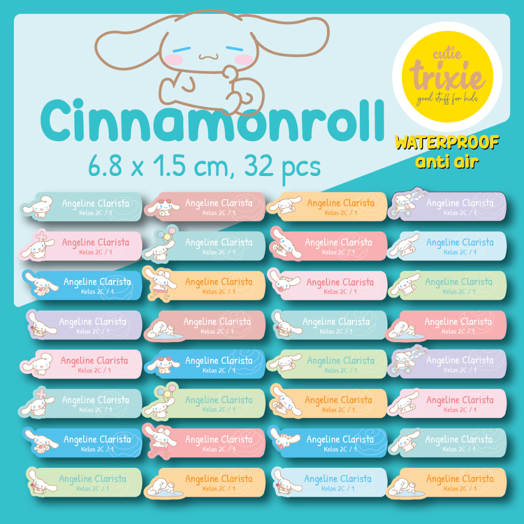 Jual Sticker label nama anak waterproof Cinnamonroll | Shopee Indonesia