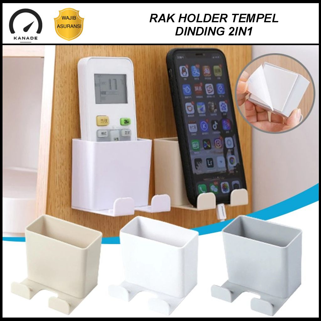 Jual Rak Holder Tempel Dinding 2IN1 Tempat Charger Hp Dudukan Remote TV ...