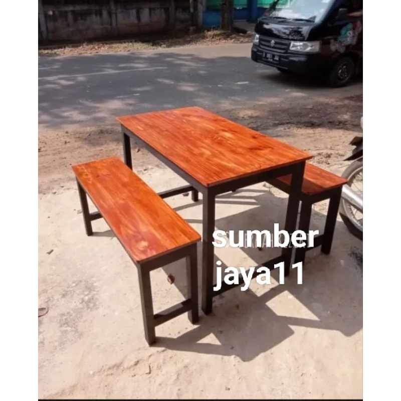 Jual set meja makan resto warkop costum minimalis kayu jati belanda ...