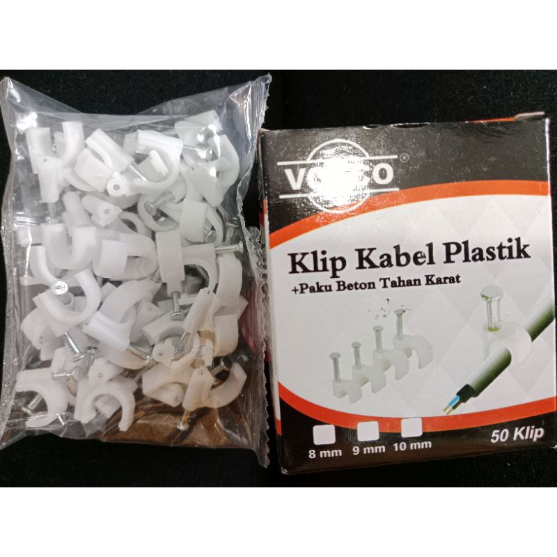 Jual Klem Kabel No 9 Klip Kabel Plastik + Paku Beton Tahan Karat 9mm 50 ...