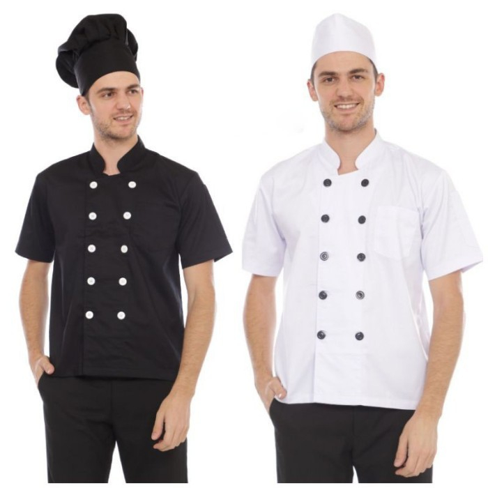 Jual Baju Chef Kemeja Lengan Pendek Koki Pria Wanita Seragam Masak ...