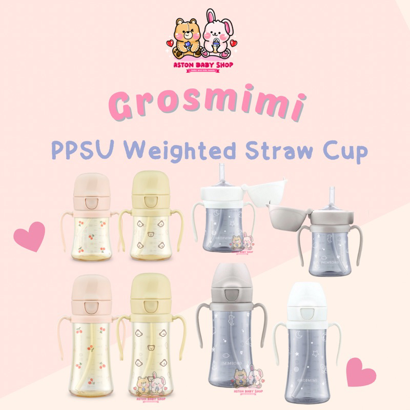 Jual Grosmimi PPSU Weighted Straw Cup 200ml & 300ml Dotgom/Cherish/Ocean/Space Botol Minum ...