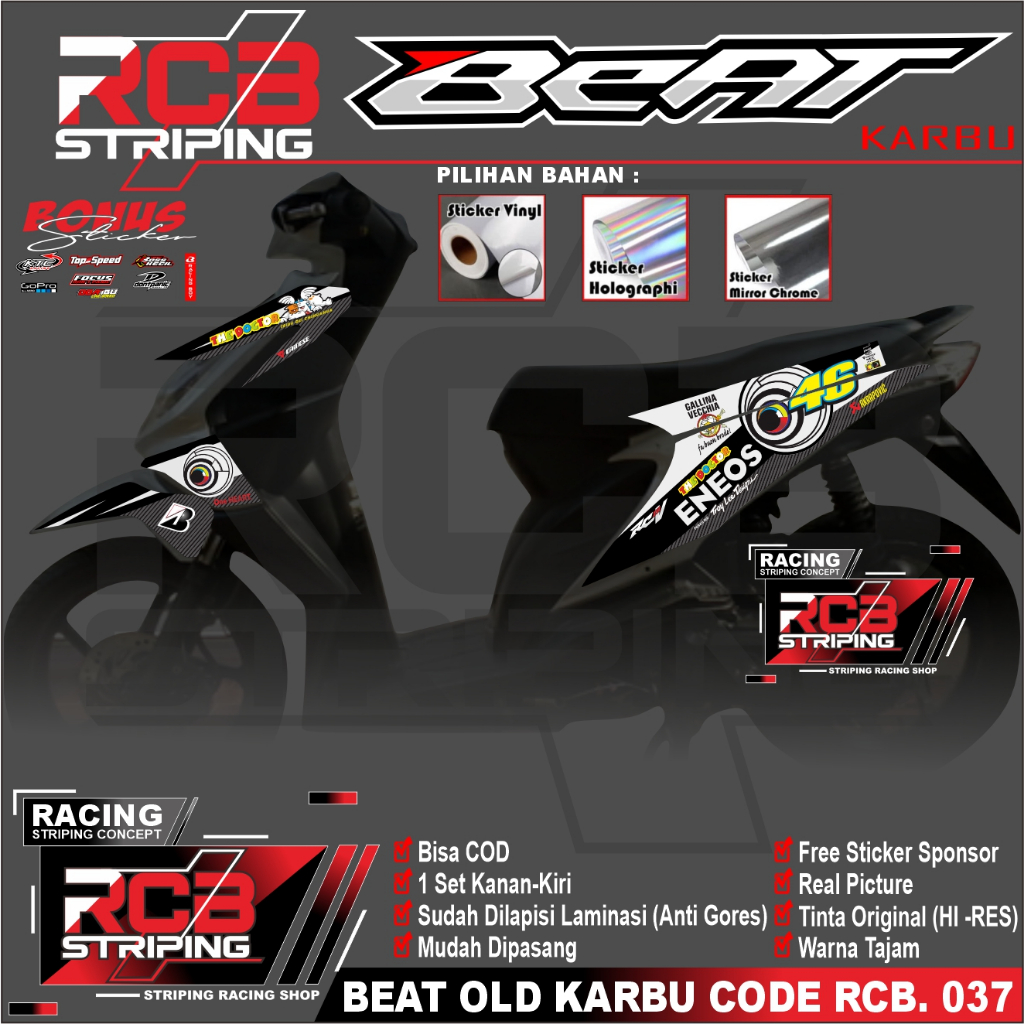 Jual STRIPING VARIASI HONDA BEAT OLD STYLE MOTIF LIS STIKER MINIMALIS ...