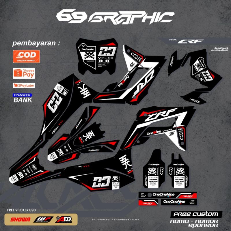 Jual STIKER DECAL CUSTOM CRF FULL BODY KUALITAS PREMIUM | Shopee Indonesia