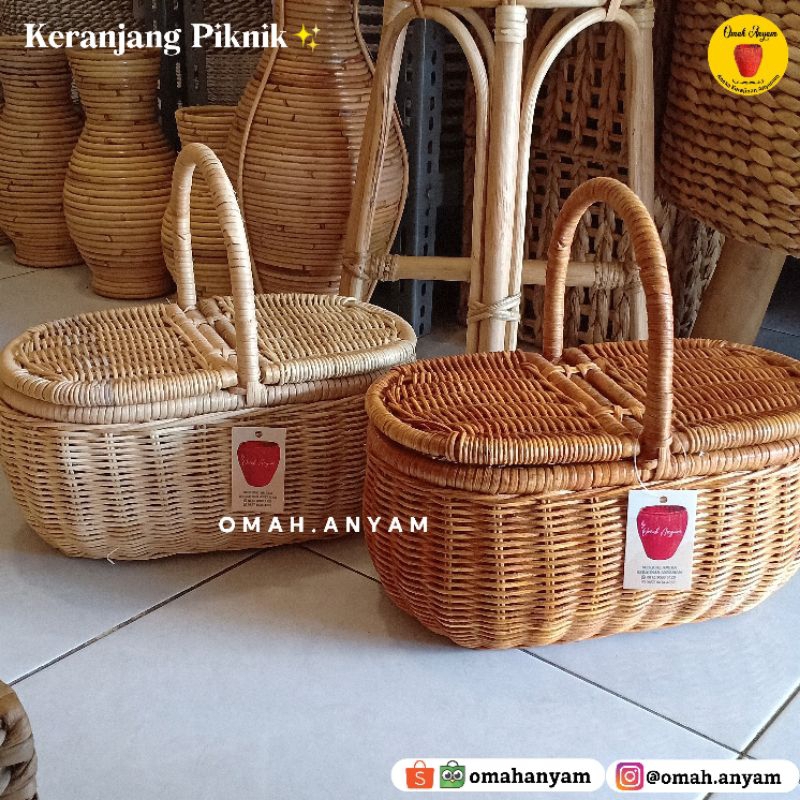 Jual keranjang piknik rotan | keranjang piknik oval rotan | picnic ...