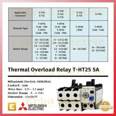 Jual Mitsubishi TOR T-HT25 5A THT25 5A Thermal Overload Relay Original ...