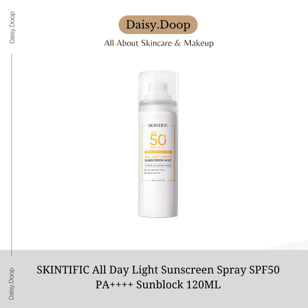 Jual SKINTIFIC All Day Light Sunscreen Mist SPF50 PA+++ Anti UV/Body 120ML | Shopee Indonesia