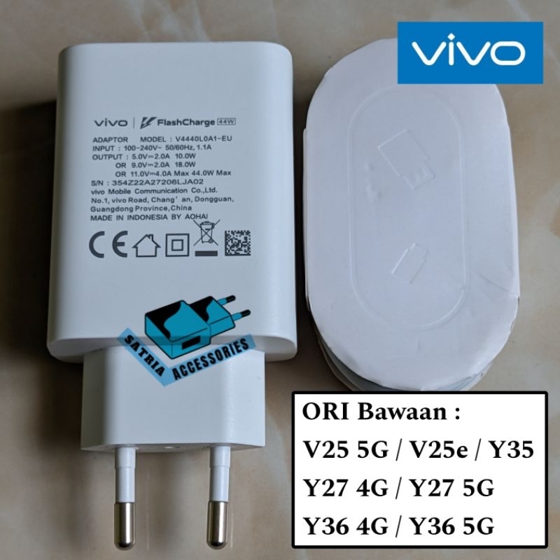 Jual Charger Vivo FlashCharge 44W ORIGINAL 100% BAWAAN HP (Y36 4G/Y36 5G/Y27 4G/Y27 5G) | Shopee ...
