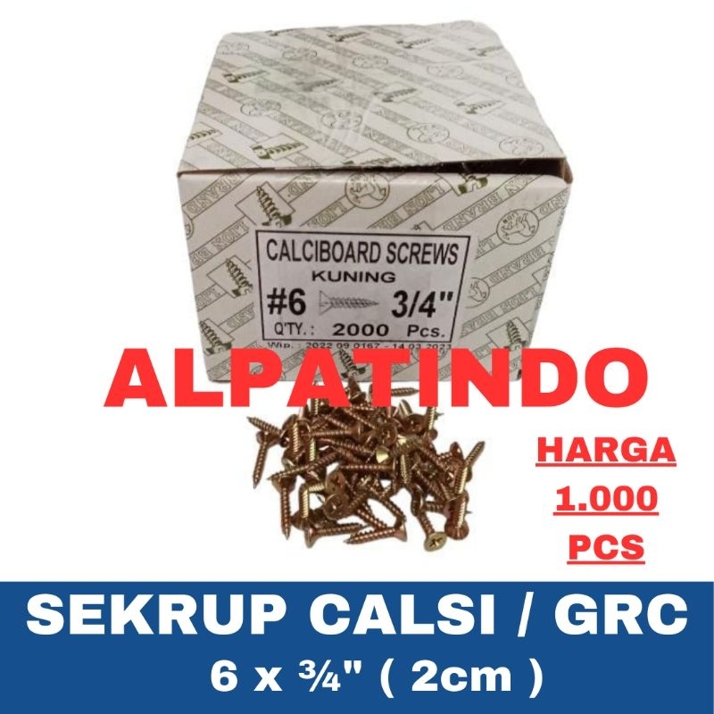 Jual Sekrup GRC Kuning 2cm / Sekrup Kalsiboard 6 x 3/4 / Sekrup ...