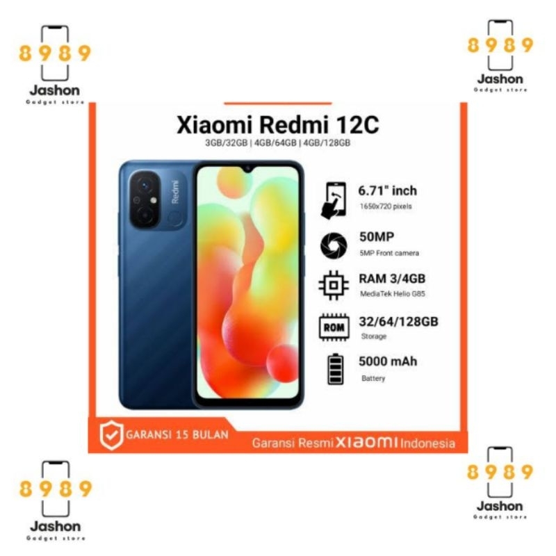 Jual XIAOMI REDMI 12C RAM 4/128 4/64 3/32GB GARANSI RESMI XIAOMI 15 ...