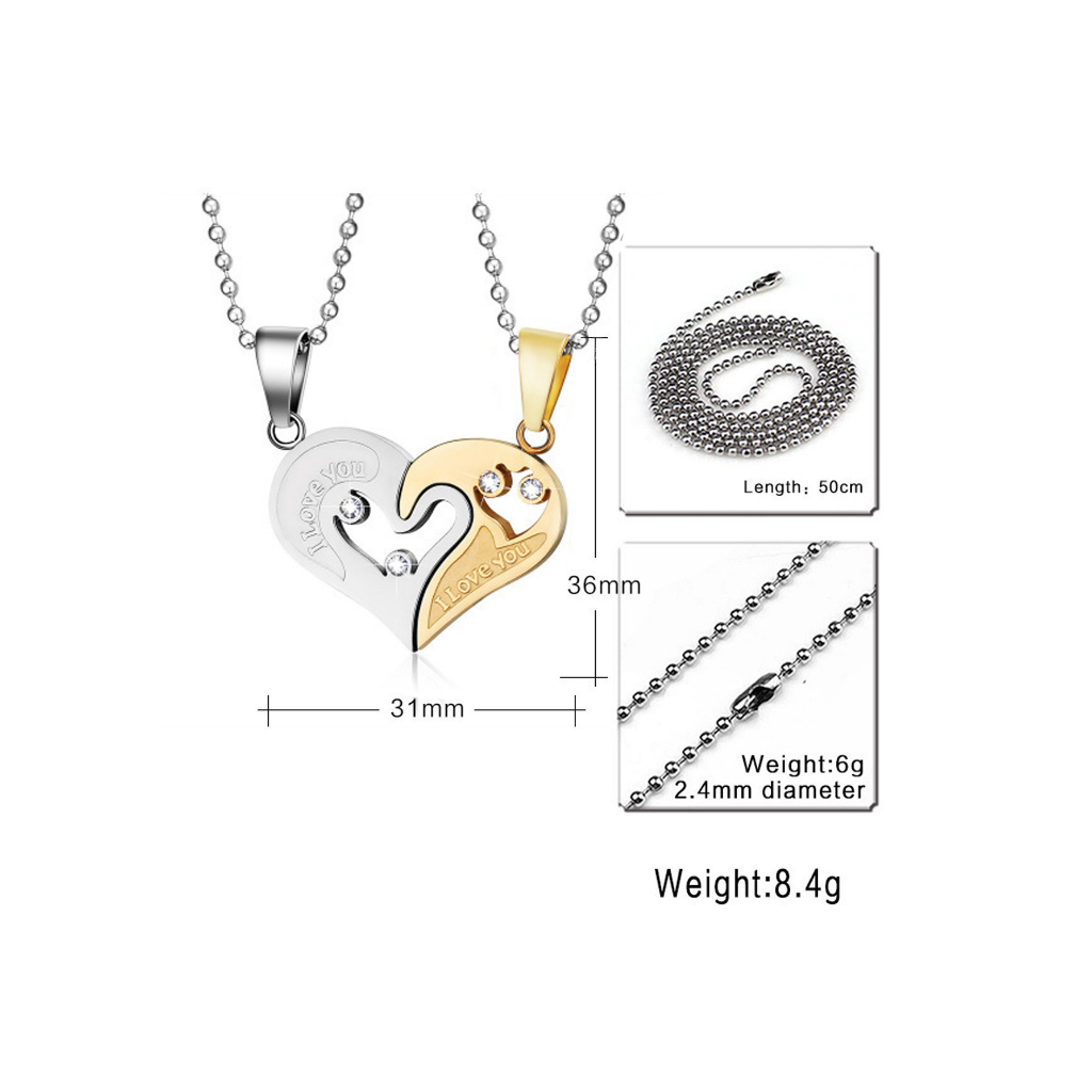 Jual Kalung Heart Couple Love Kado spesial Pasangan Liontin Rantai HATI ...