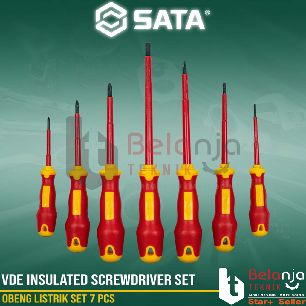Jual Sata VDE Insulated Screwdriver Set 7PCS Obeng Listrik Plus Minus 09303 | Shopee Indonesia