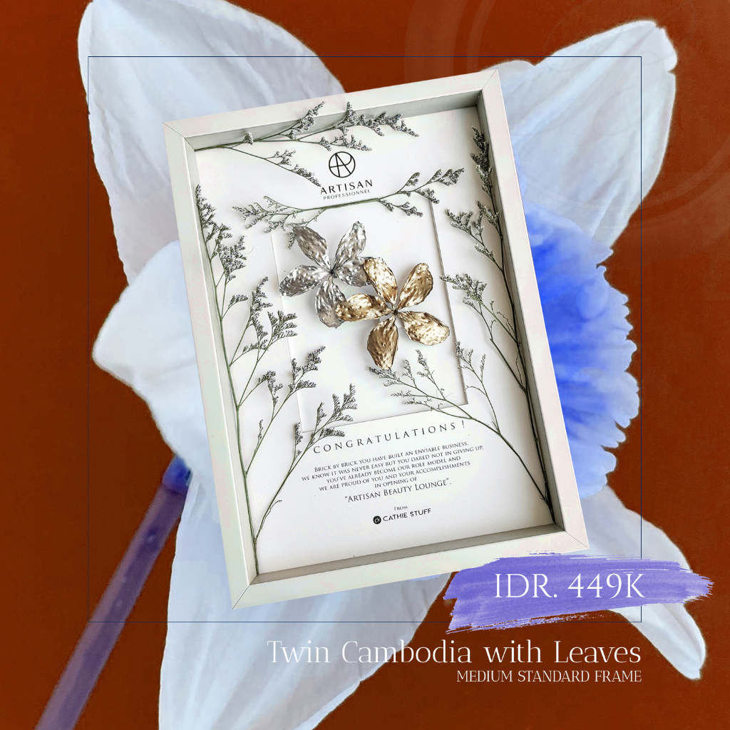 Jual MEDIUM STANDARD FRAME Twin Cambodia + Leaves | Bunga Mawar Asli ...