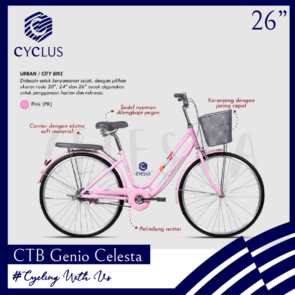 Jual Sepeda City Bike Genio Celesta 26 Inch Keranjang Anak Dewasa By ...