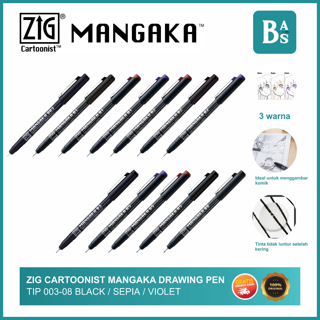 Jual ZIG Cartoonist MANGAKA DRAWING PEN | Shopee Indonesia