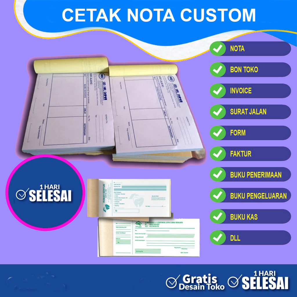 Jual Cetak Nota Ukuran 1 Folio Full (21 x 33 cm) Custom 1 RIM | Shopee ...