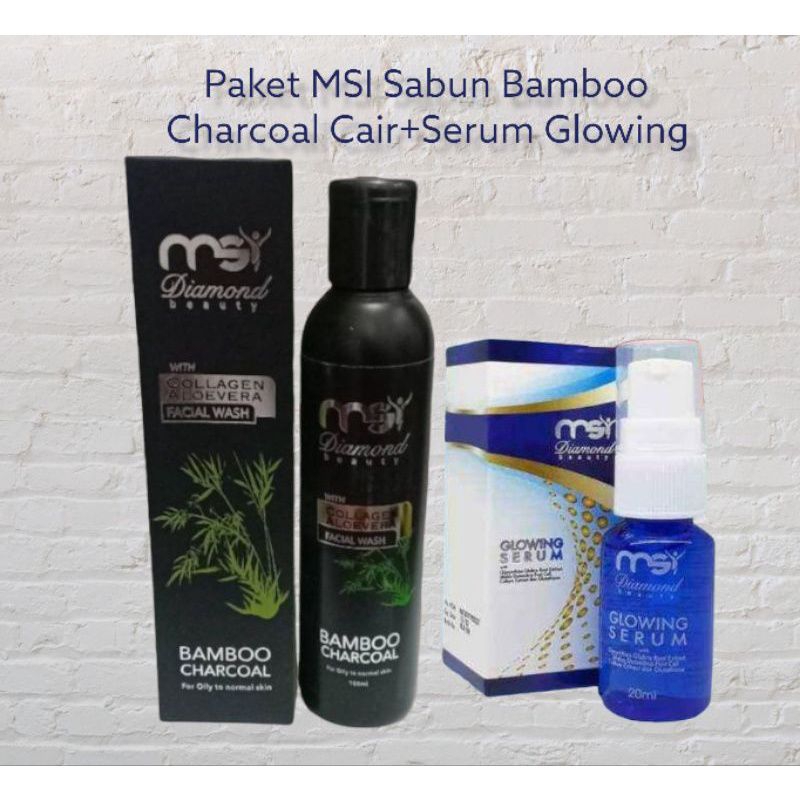 Jual Paket MSI Sabun Bamboo Charcoal Cair dan Serum Glowing | Shopee ...
