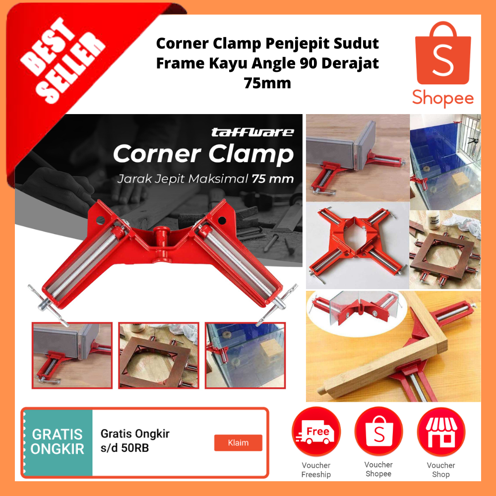 Jual Corner Clamp Penjepit Sudut Frame Kayu Angle 90 Derajat 75mm ...