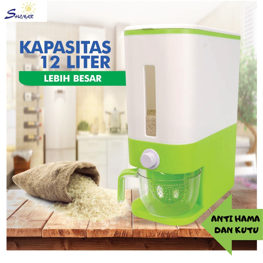 Jual SHENAR - NEW - DISPENSER BOX BERAS 12 LITER|RICE BOX TUTUP RAPAT ...
