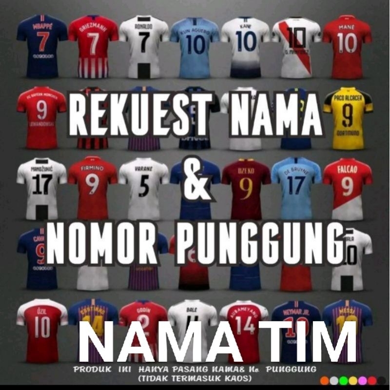 Jual Namset id ( CETAK NAMA SAMA NOMOR) | Shopee Indonesia