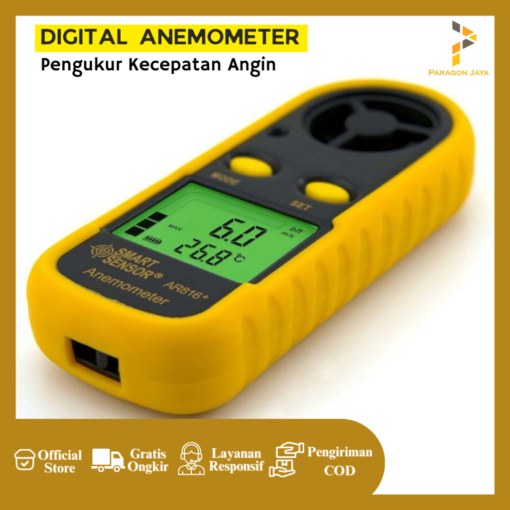 Jual Digital Anemometer Pengukur kecepatan angin thermometer Anemo ...
