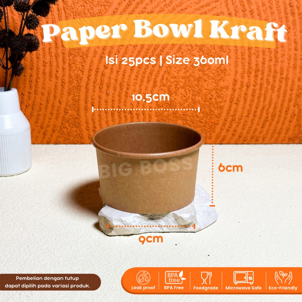 Jual [ISI 25PCS] Paper Bowl Kraft Coklat Laminasi / Mangkok Kertas ...