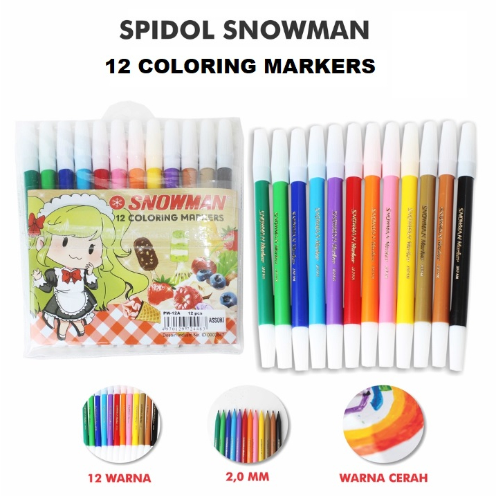 Jual SPIDOL SNOWMAN 1 SET ISI 12 WARNA | Shopee Indonesia