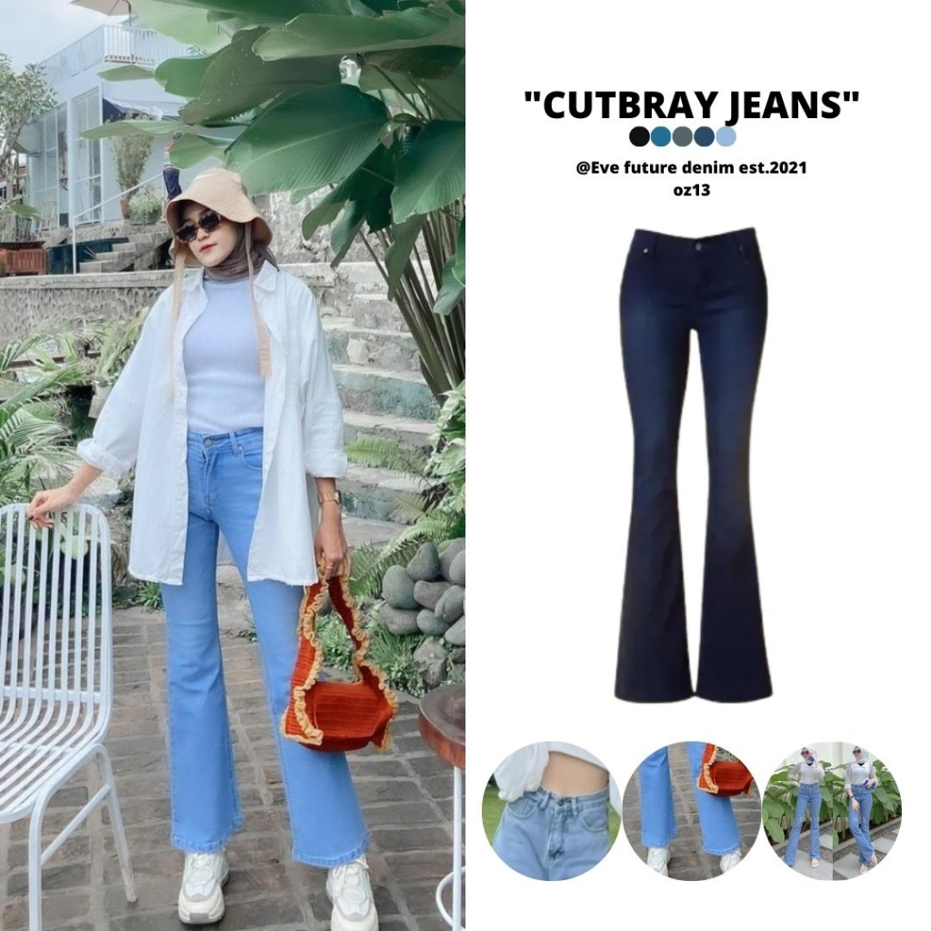 Jual Highwaist Cutbray Jeans Streetch Wanita Kekinian Cutbray Flared ...